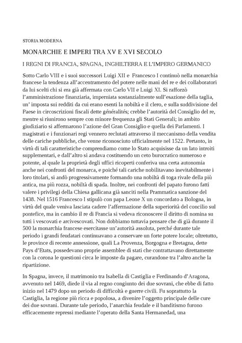 Riassunto Manuale Di Storia Moderna Carlo Capra Storia Moderna 1492