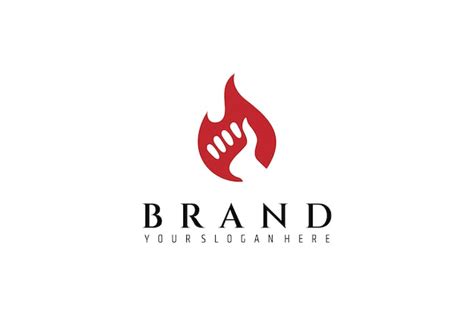 Logotipo de la fuerza de fuego de la mano en estilo de diseño vectorial
