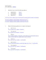 IP Addressing Example1 Solution Pdf K M Greshock IPv4 Addressing 1 Solution 1 Identify