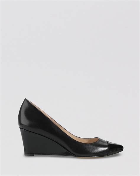 Cole Haan Pointed Toe Cap Toe Wedge Pumps Chelsea In Black Lyst