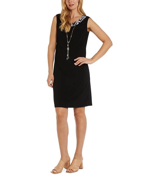 R And M Richards Womens Necklace Dress And Puff Print Jacket Macys