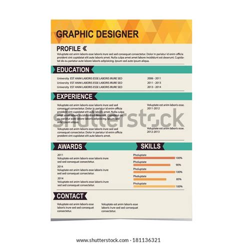 Resume Template Cv Creative Background Vector Stock Vector Royalty Free 181136321