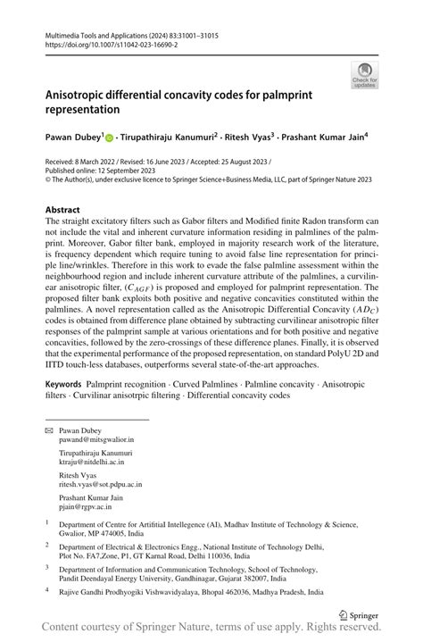 Anisotropic Differential Concavity Codes For Palmprint Representation Request Pdf