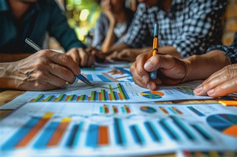 Premium Photo Business Team Meeting To Analyze Data Charts For Marketing Plans And Office Profits