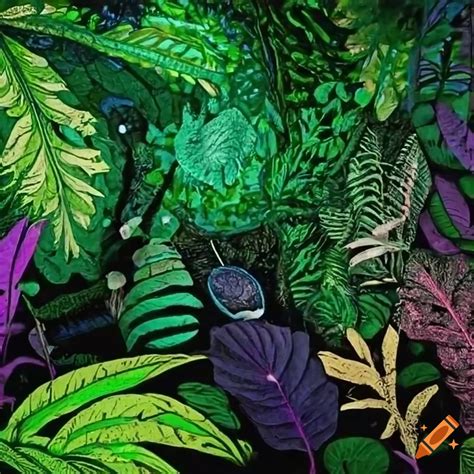 Cosmic Jungle With Big Leaves And Lianas On Craiyon