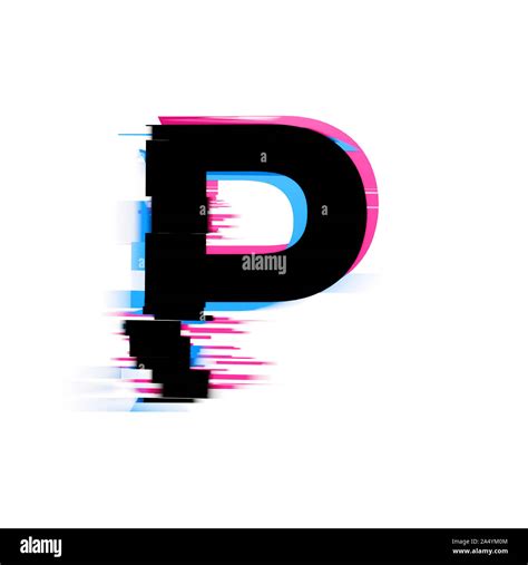 Letter P Distorted Neon Glitch Effect Text Font D Render Stock Photo Alamy