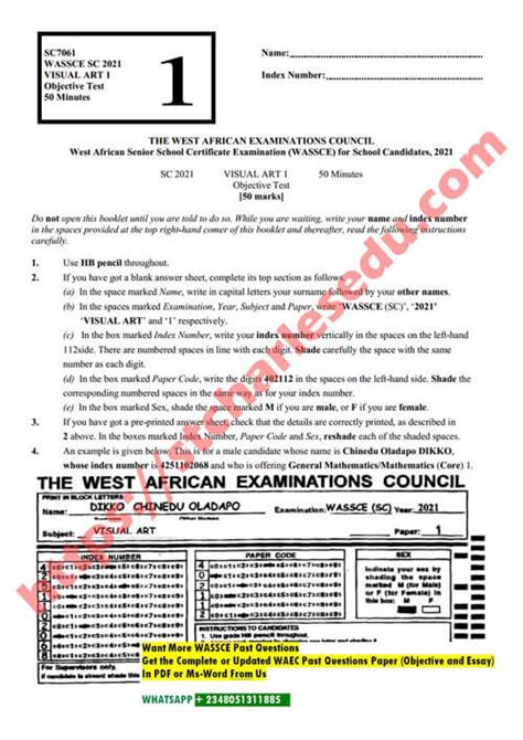 Waec Visual Art Past Questions And Answers Objective Theory In 2023