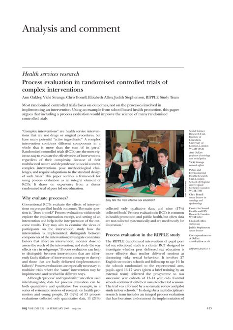 Pdf Process Evaluation In Randomised Controlled Trials Of Complex