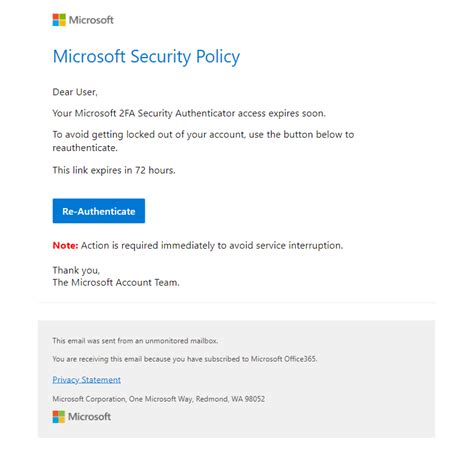 microsoft authentication notice access expiration notice re