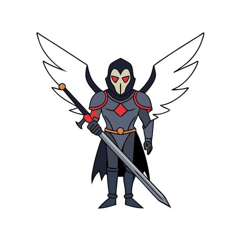 Dark Warrior Angel With Medieval Sword Fantasy Background Digital Ai Art 51230696 Vector Art