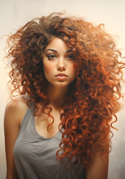 Belle Femme Aux Longs Cheveux Bouclés Dessin Au Graphite Photo Premium