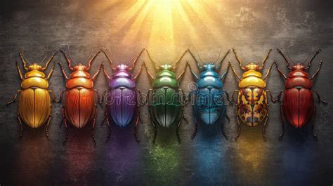 A Variety Of Exotic Beetles Bugs Of Different Shapes And Colors