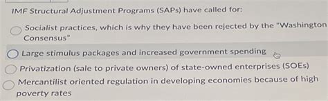 Solved Imf Structural Adjustment Programs Saps ﻿have