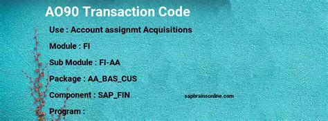 AO SAP Tcode For Account Assignmt Acquisitions