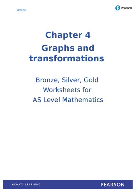 Pure Chapter 04 Graphs And Transformation Bsg Worksheet Chapter 4