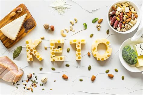 Premium Photo Keto Diet Ingredients And Letters On White Background
