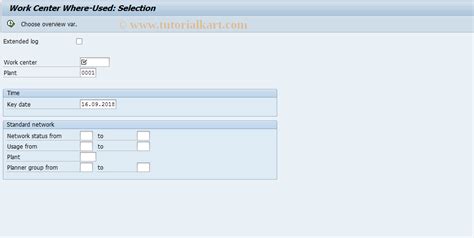 Ca Sap Tcode Standard Networks For Work Center