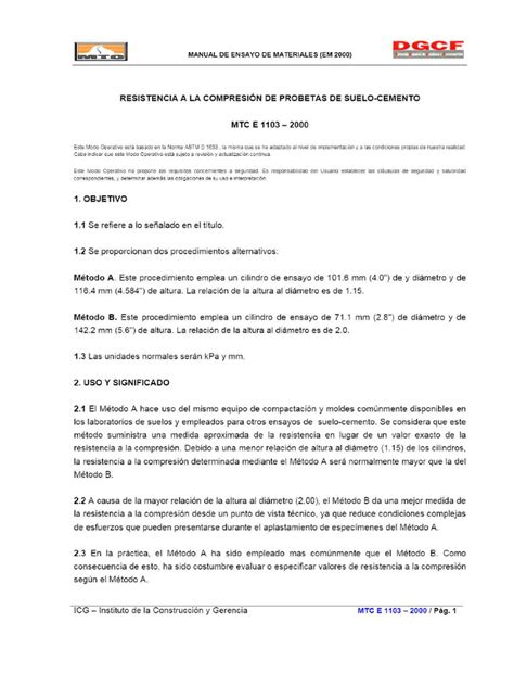 Resistencia A La CompresiÓn De Probetaslo Cemento Mtc Pdf