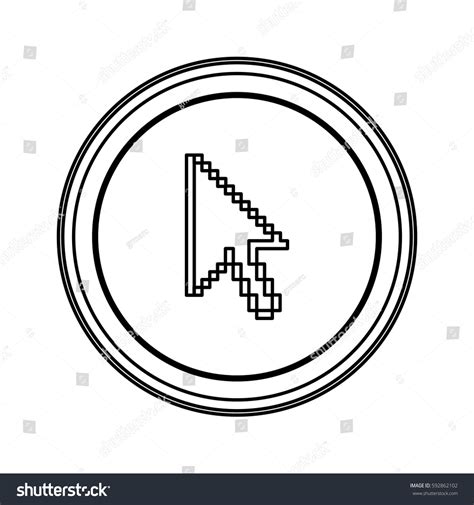 Contour Emblem Mouse Cursor Icon Vector Stock Vector Royalty Free 592862102 Shutterstock
