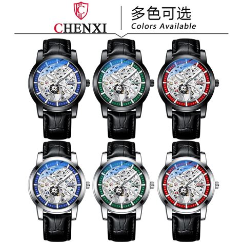 Chenxi Chenxi พร้อมส่ง นาฬิกาข้อมืออัตโนมัติ สายหนังวัวแท้ กันน้ํา