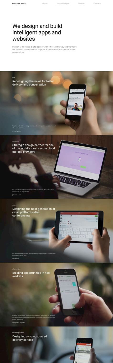 bakken and bæck one page website award