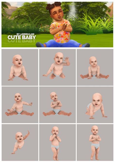 352 Pose Pack Cute Baby Infant Simsulani Sims Baby Sims 4