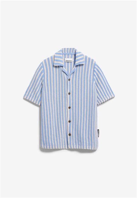 Armedangels Gestreiftes Strickpoloshirt Pure Wedgwood Auras Fair And Style