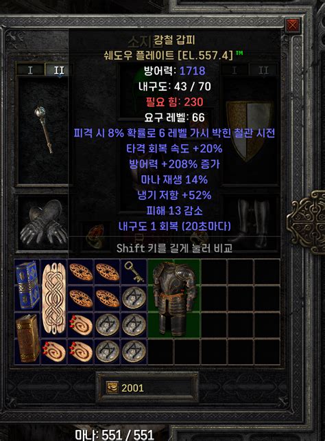 강철갑피 힘 요구치가 230 ㄷㄷ 디아블로2 자유 게시판 디아블로2 인벤