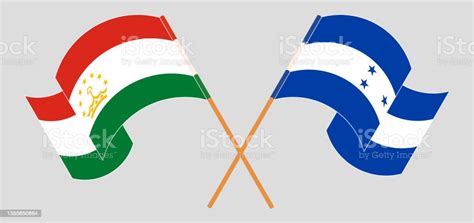 Vetores De Bandeiras Cruzadas Do Tajiquistão E Honduras Cores Oficiais