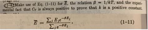 Solved 1 4 Make use of Eq 111 for Eˉ the relation Chegg com