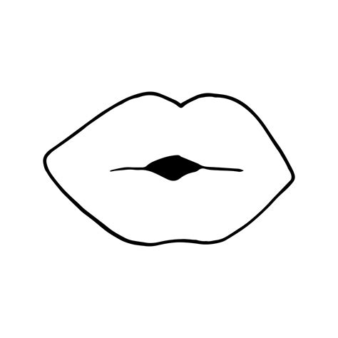 Lips Icon Mouth Illustration Hand Drawn In Doodle Style Line Art