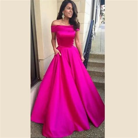Vestido De Festa Sexy Fuchsia Color Evening Dresses Pageant A Line Off