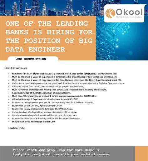 Okool On Linkedin Bigdata Bigdataengineer Datalake Etl Hadoop Dubaijobs Dubaiitjobs