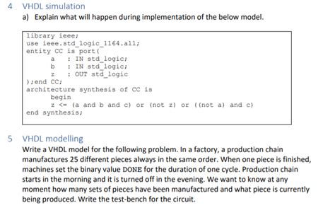 VHDL Simulation A Explain What Will Happen During Chegg Com