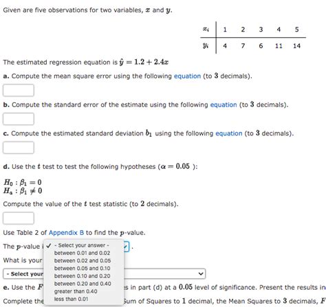 solved given are five observations for two variables cand