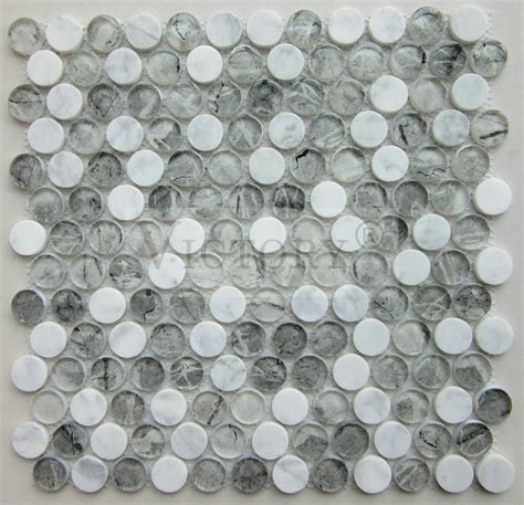Best Dreamcircle Mosaic Tile Penny Round Whole Body White Glass Mosaic