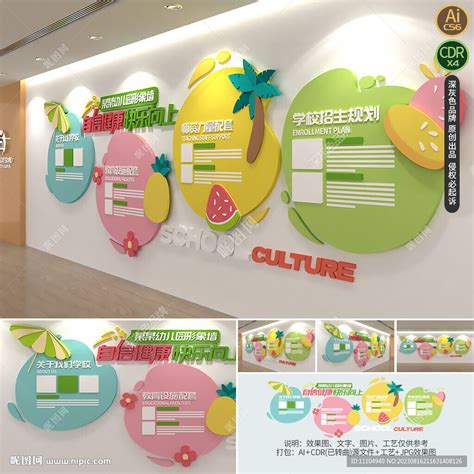 卡通幼儿园文化墙学校宣传栏设计图展板模板广告设计设计图库昵图网
