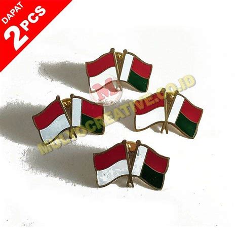 Pin Cross Flag Indonesia Madagaskar Pin Bendera Persahabatan Indonesia