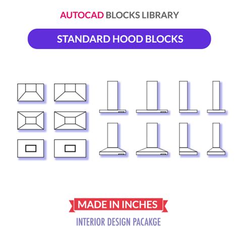 Autocad Standard Hood Blocks Plan And Elevation Views Jay Cad Store
