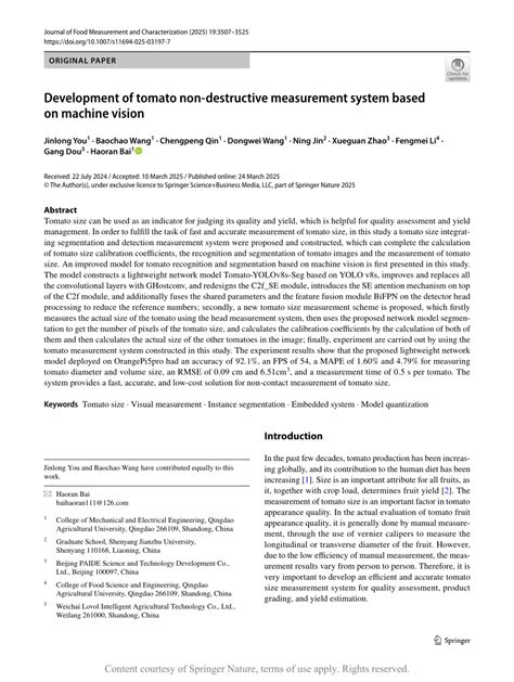 Development Of Tomato Non Destructive Measurement System Based On Machine Vision