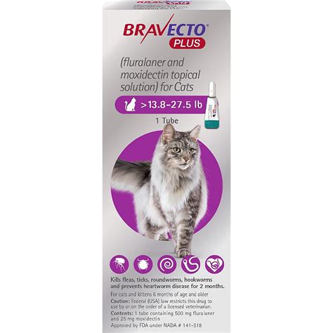 Bravecto Plus Topical Solution For Cats Over 13 8 27 5 Lbs 2 Month