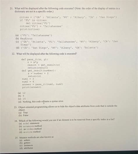 Solved 21 What Will Be Displayed After The Following Code