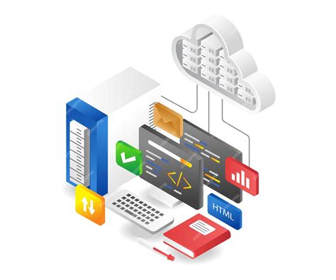 Premium Vector Program Language With Cloud Server