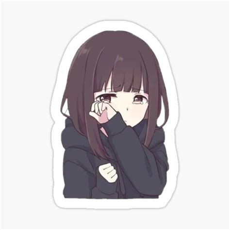 Sad Crying Anime Girl 90s Anime Aesthetic Sticker By Carmennho