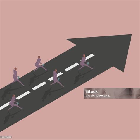 화살표 기호와 고속도로에서 실행하는 사람들의 그룹 배경은 갈색입니다 3차원 형태에 대한 스톡 벡터 아트 및 기타 이미지 3차원 형태 경영자 동업 Istock
