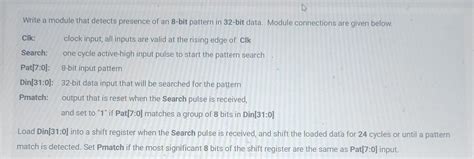 Write A Module That Detects Presence Of An Bit Chegg