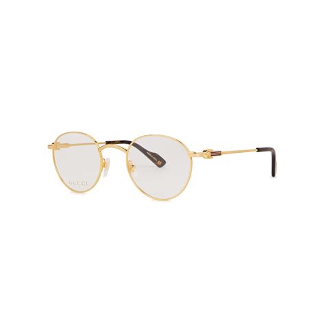Gucci Gucci Gold Tone Round Frame Optical Glasses Editorialist