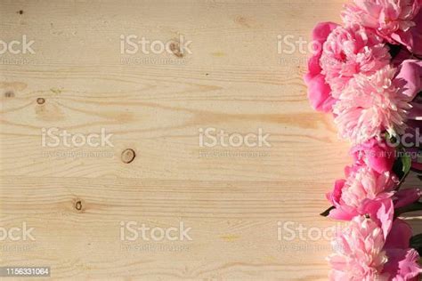 나무 테이블에 분홍색 모란의 다채로운 꽃 복사 공간 선택적 초점 상단보기 0명에 대한 스톡 사진 및 기타 이미지 0명 5월