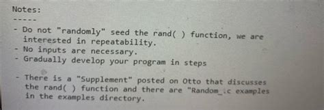 Solved Please Use Rand Function Do Not Use Srand Please