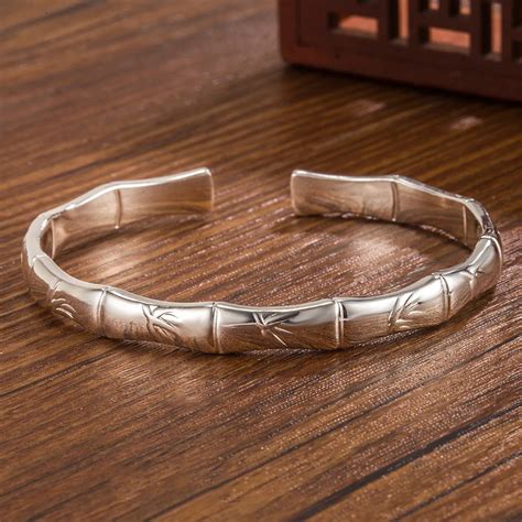 여성용 실버 도금 멀티 세그먼트 대나무 오픈 조정 가능한 팔찌 뱅글 고품질 실버 컬러 신상뱅글 Aliexpress